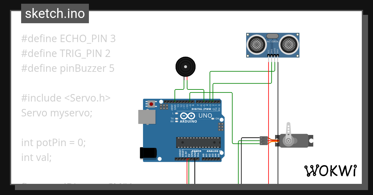 ultrasonik,buzzer,servo - Wokwi ESP32, STM32, Arduino Simulator