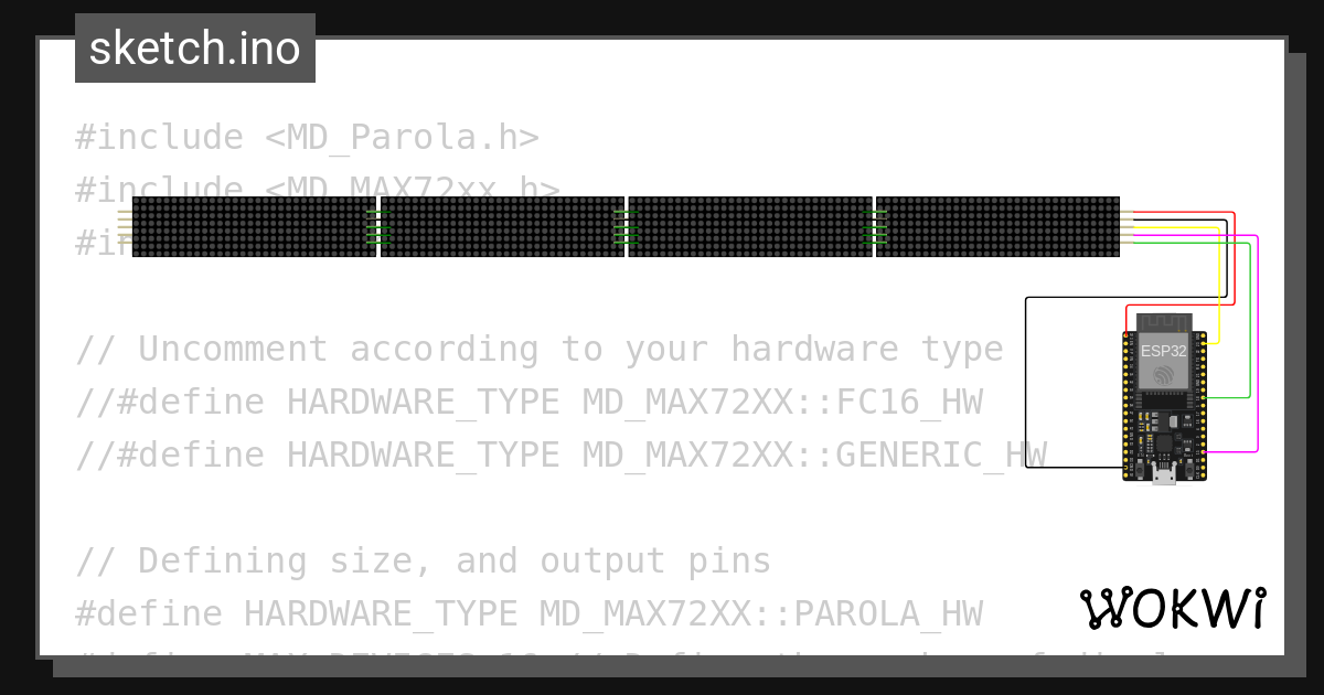 Esp32 Interfacing With Max7219 Wokwi Esp32 Stm32 Arduino Simulator 6172