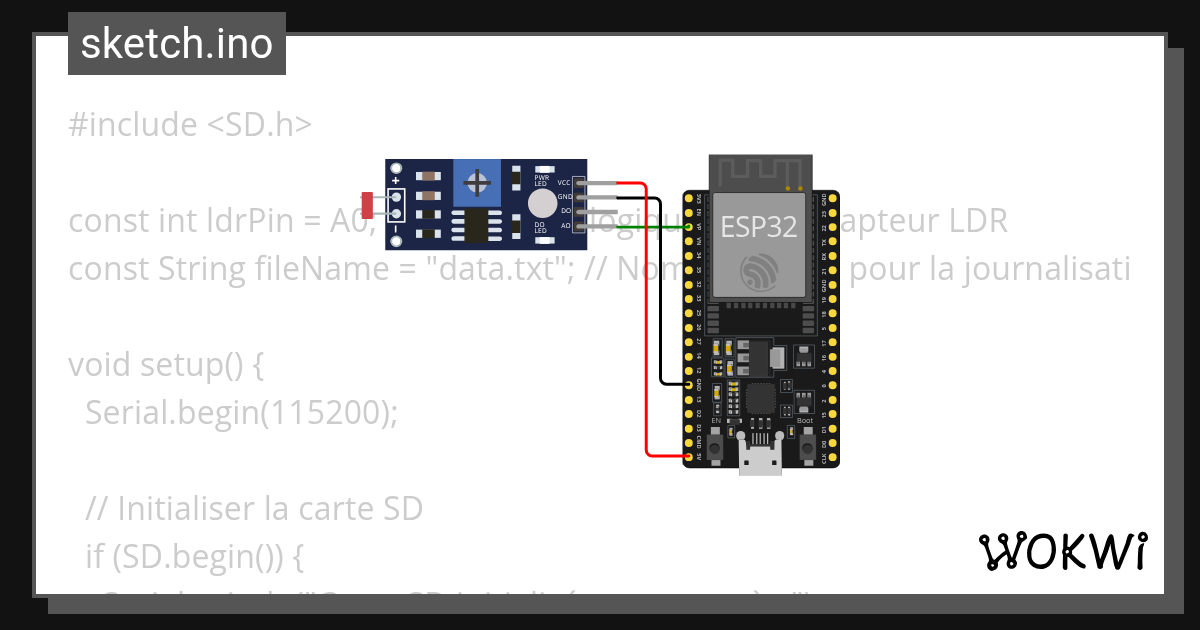 Capteur de lumière - Wokwi ESP32, STM32, Arduino Simulator