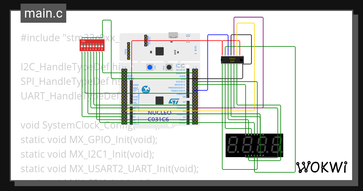 ST Nucleo - SPI 7-seg Copy (4) - Wokwi ESP32, STM32, Arduino Simulator