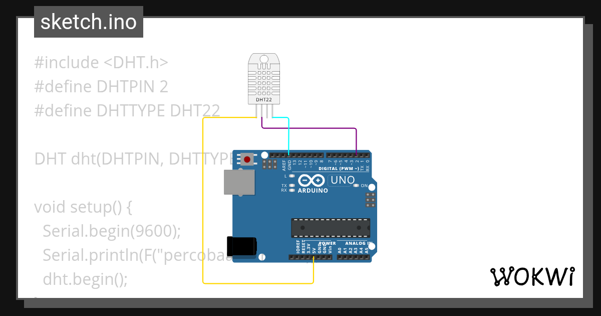 12 - PUSH BUTTON DHT22 - Wokwi ESP32, STM32, Arduino Simulator