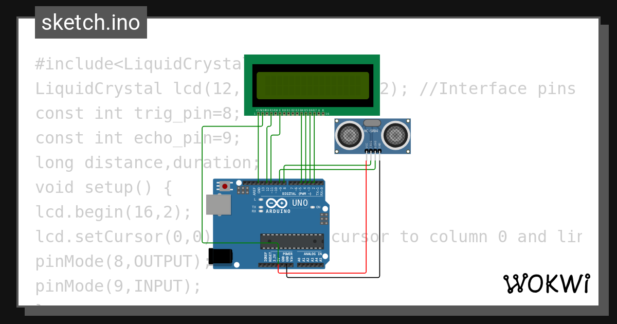 10bultrasonicwithlcd Wokwi Esp32 Stm32 Arduino Simulator