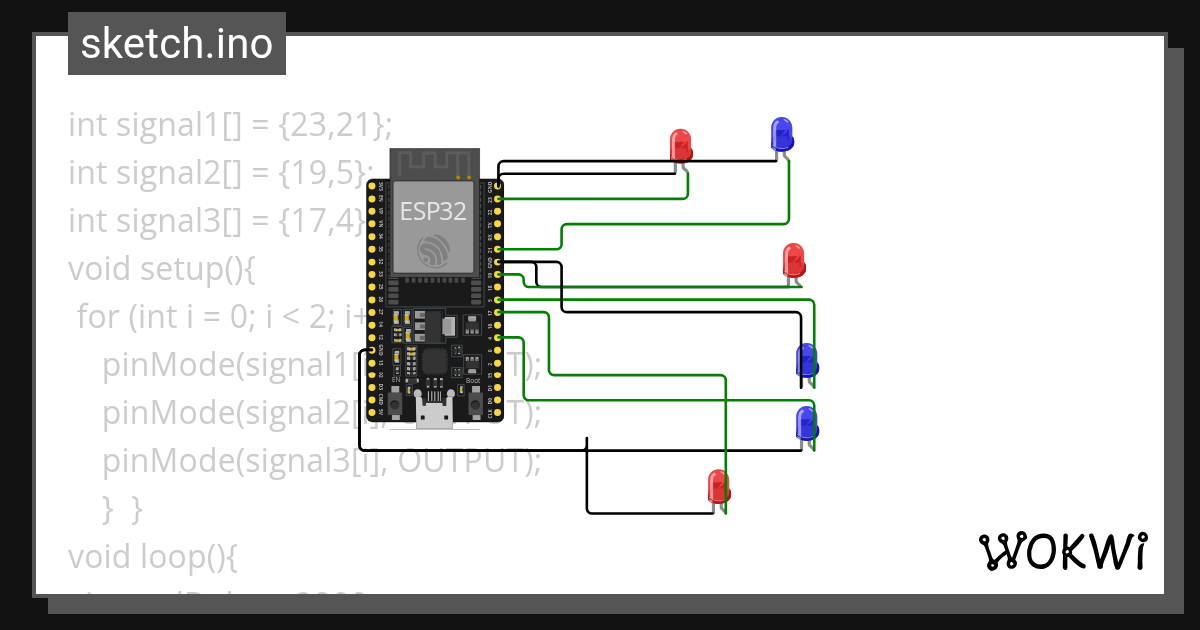 traffic led blinking 49063 - Wokwi ESP32, STM32, Arduino Simulator