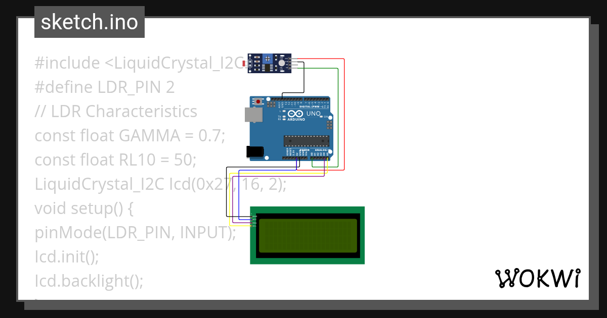 เช็คค่าแสงแสดงหน้าจอ Wokwi Esp32 Stm32 Arduino Simulator