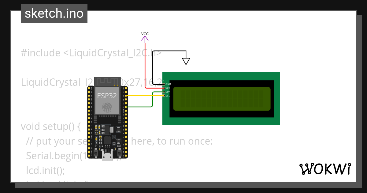 Display I2C - Wokwi ESP32, STM32, Arduino Simulator