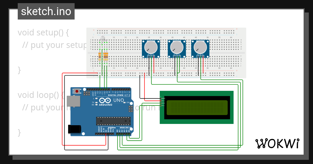 POT+LCD+RGB LED - Wokwi ESP32, STM32, Arduino Simulator