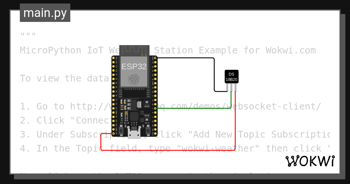 Micropython Mqtt Weather Ds18b20 Sensor Esp32 Wokwi Esp32 Stm32 Arduino Simulator