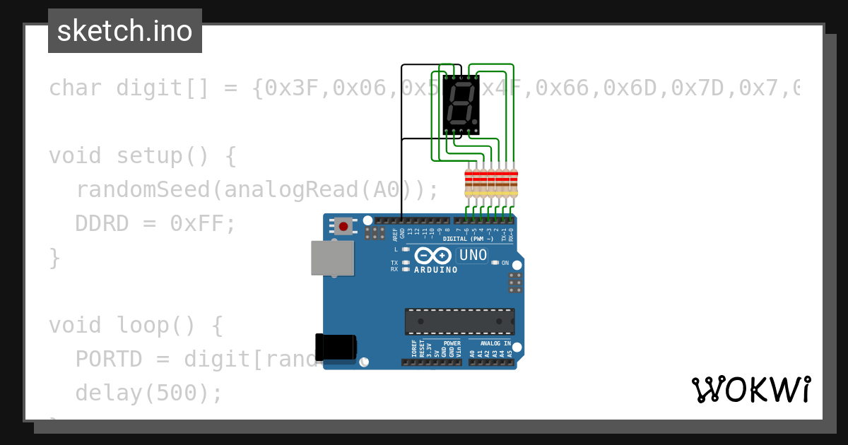 Seven Segment Dispaly With Ddrd And Random Wokwi Esp32 Stm32 Arduino Simulator