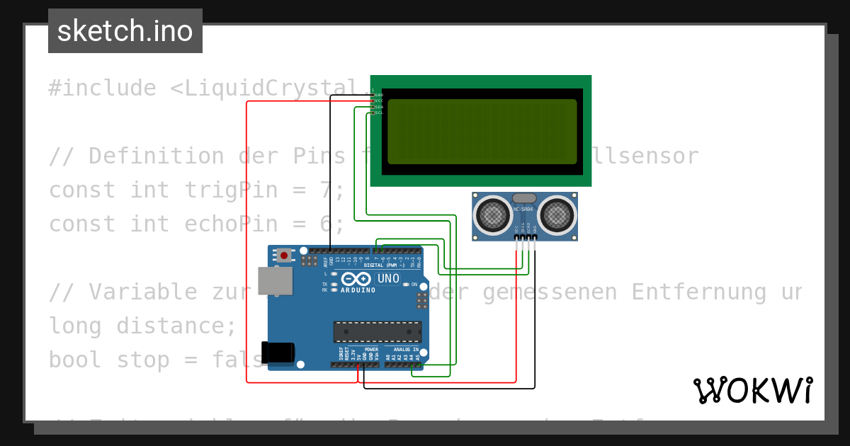 Abstandsmessung Mit Stop Wokwi Esp32 Stm32 Arduino Simulator