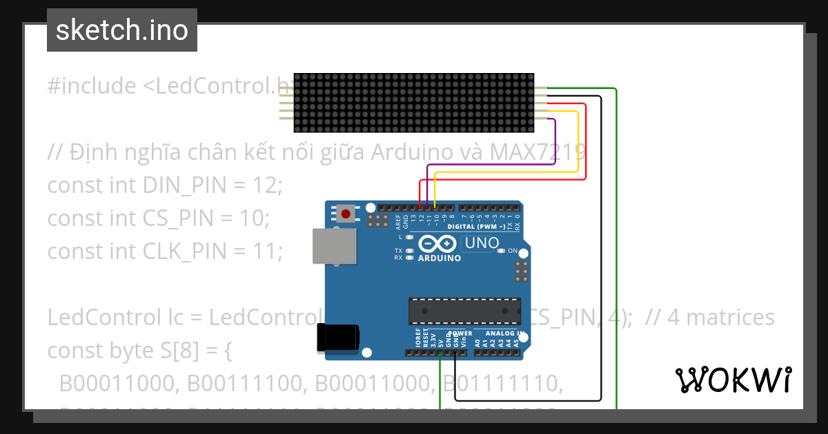 ledmatrix mảng - Wokwi ESP32, STM32, Arduino Simulator