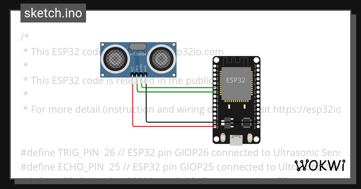 Ultrasonic Sensor 1 Copy Wokwi Esp32 Stm32 Arduino Simulator