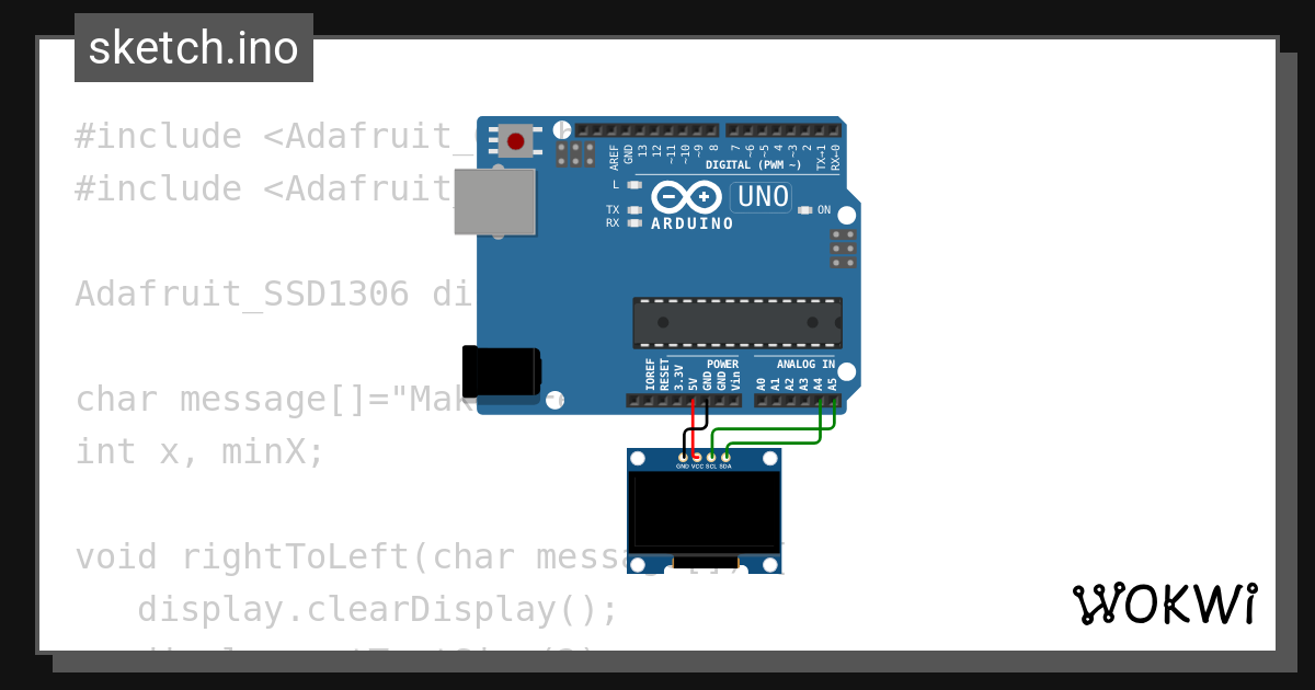 Oled Scrolling Text Using Arduino Wokwi Esp32 Stm32 Arduino Simulator