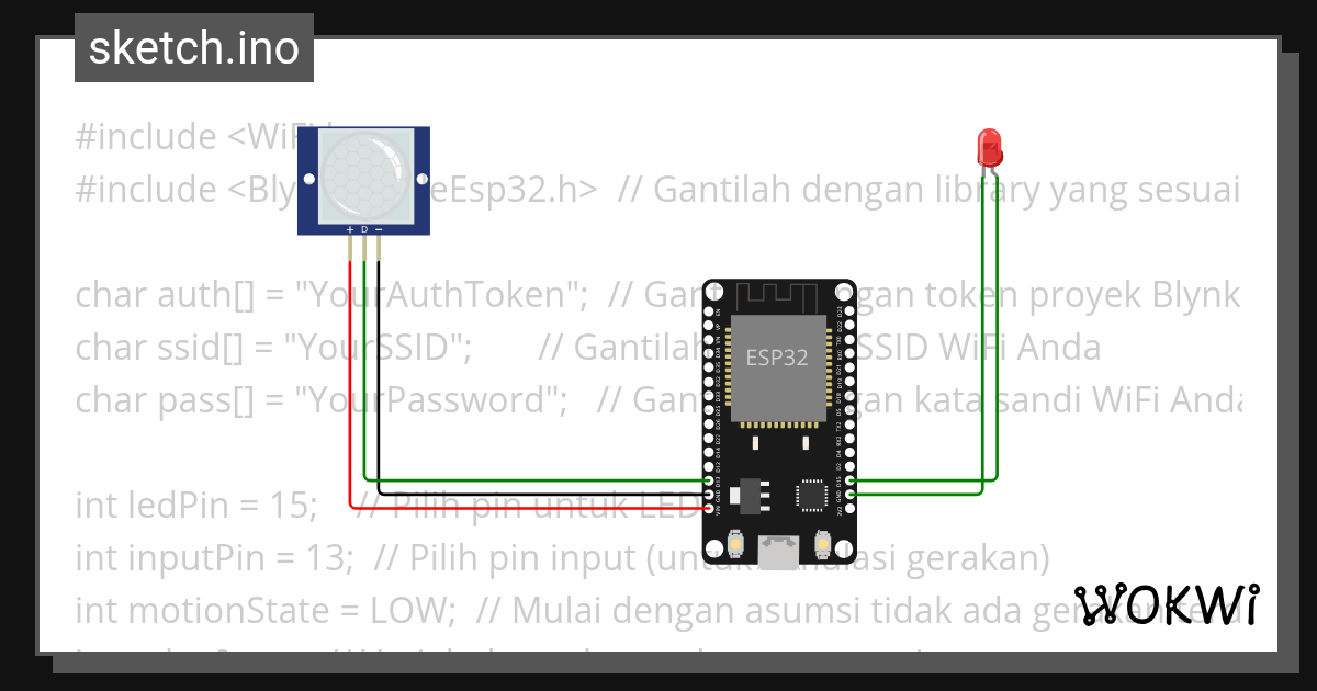 Pir Motion Sensor Wokwi Esp32 Stm32 Arduino Simulator