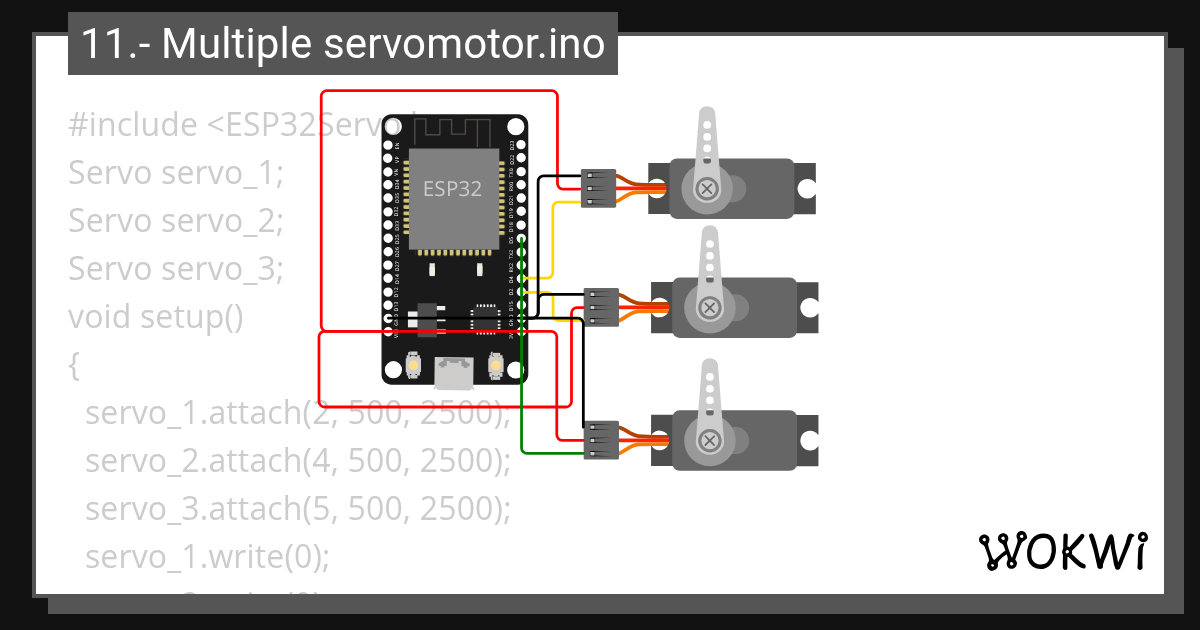 Multiple servomotor - Wokwi ESP32, STM32, Arduino Simulator