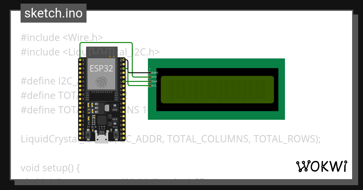 LCD DISPLAY - Wokwi ESP32, STM32, Arduino Simulator