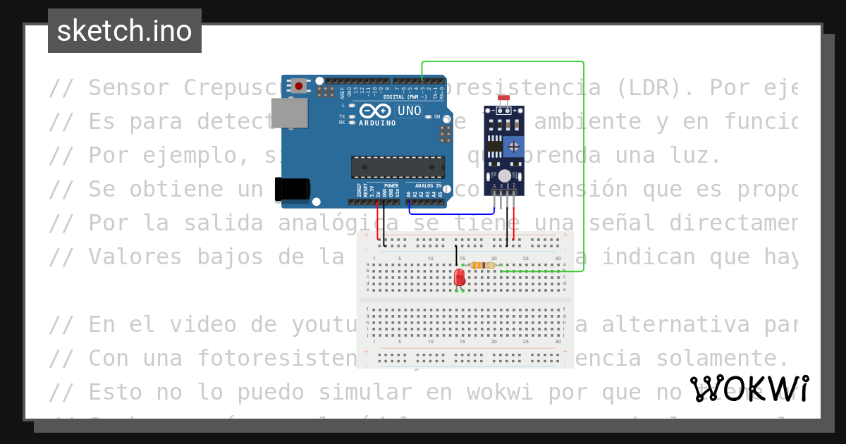 Sensor Crepuscular Por Fotoresistencia Ldr Wokwi Esp32 Stm32 Arduino Simulator 