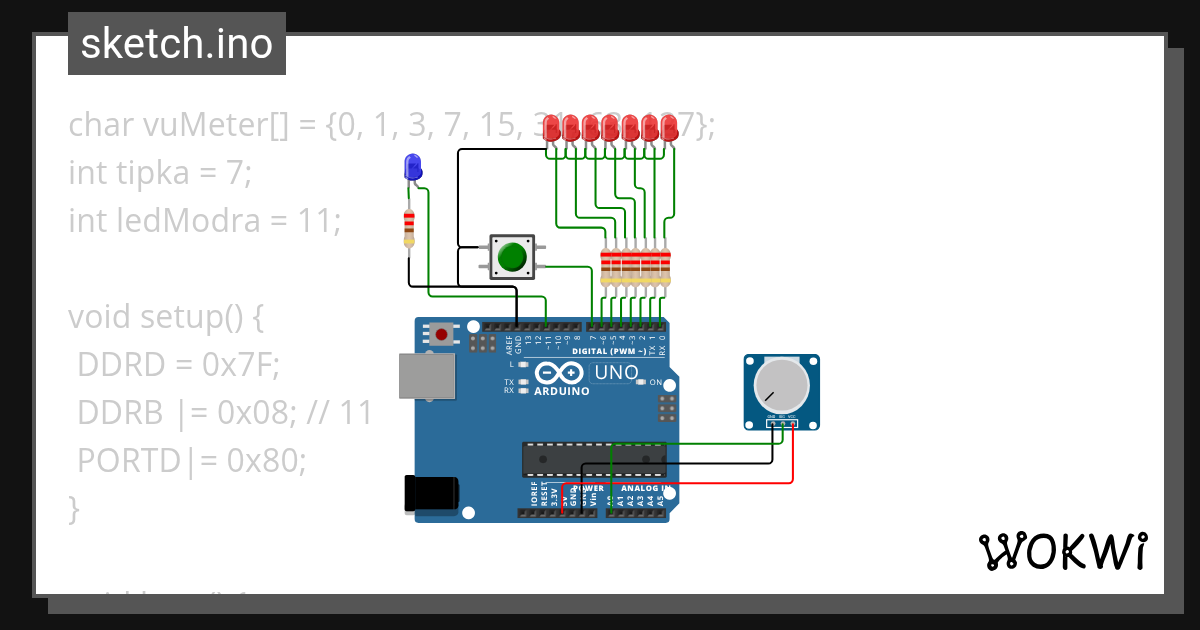 vumeter Copy (2) - Wokwi ESP32, STM32, Arduino Simulator