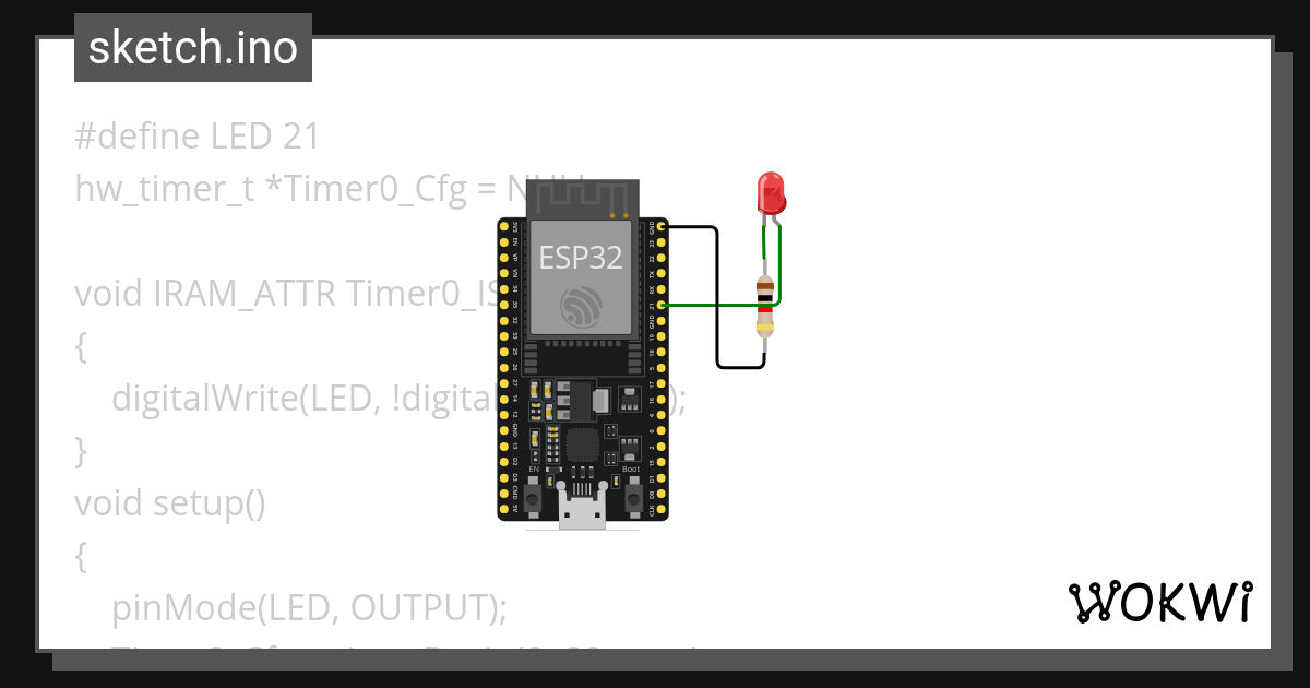 timer and interrupt - Wokwi ESP32, STM32, Arduino Simulator timer and interrupt - Wokwi ESP32, STM32, Arduino Simulator