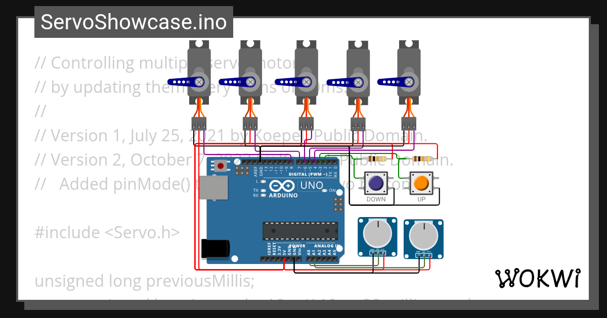Servo Showcase Copy - Wokwi ESP32, STM32, Arduino Simulator