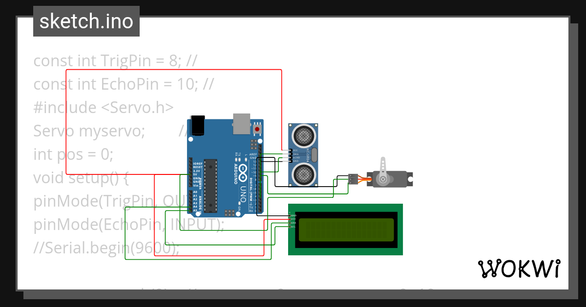 超声波测距带舵机 Wokwi Esp32 Stm32 Arduino Simulator