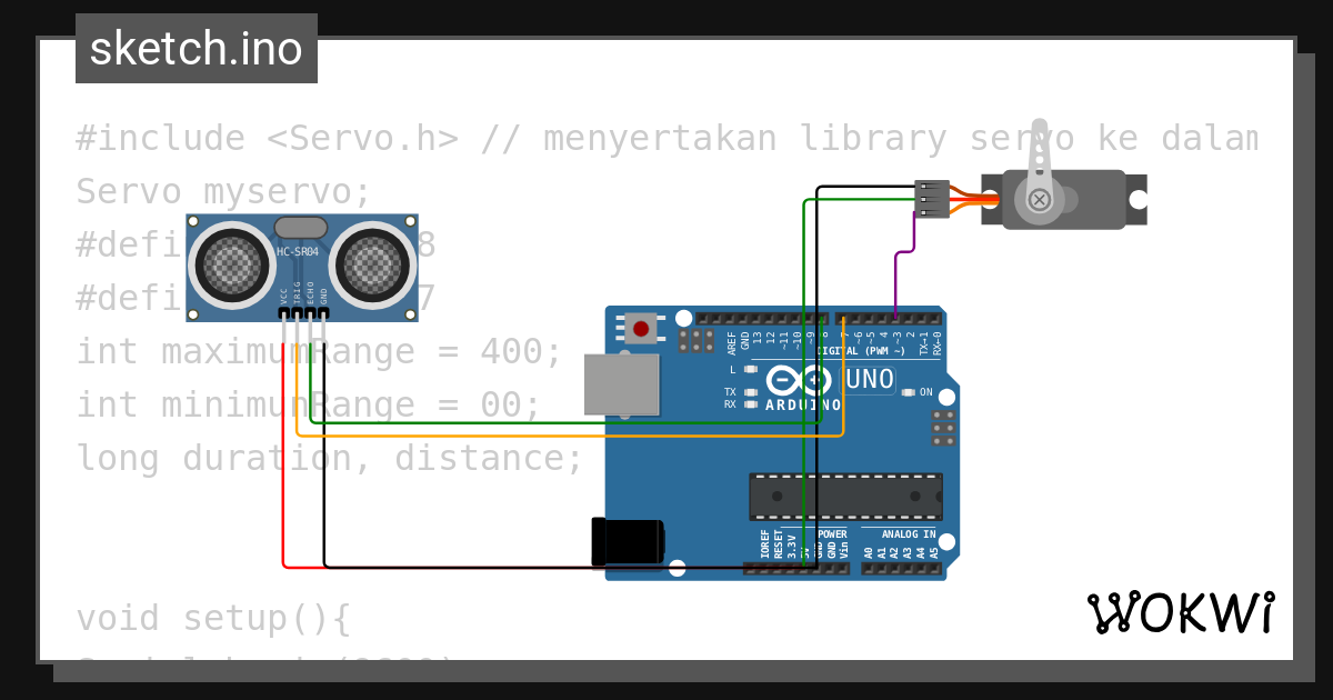 Challange Ultrasonic And Servo Ikhsan Rifki Wokwi Esp32 Stm32 Arduino Simulator