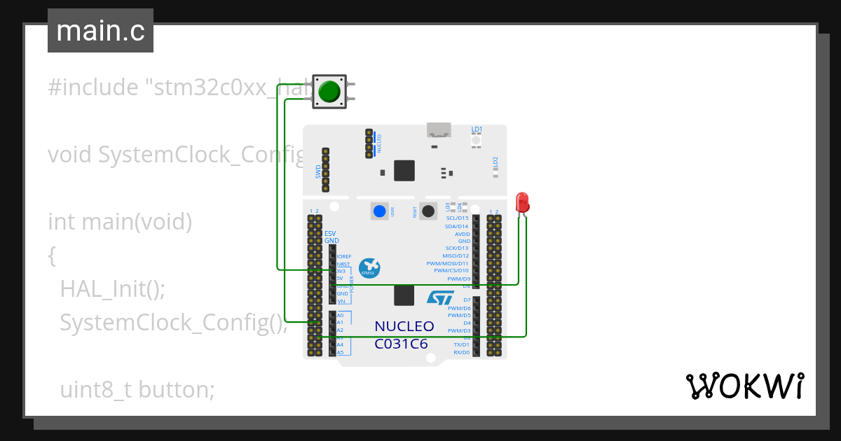 1 BUTTON 1 LED Copy 2 - Wokwi ESP32, STM32, Arduino Simulator