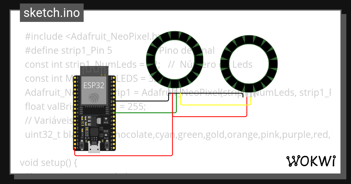 AdaFruit Ring Led - Wokwi ESP32, STM32, Arduino Simulator