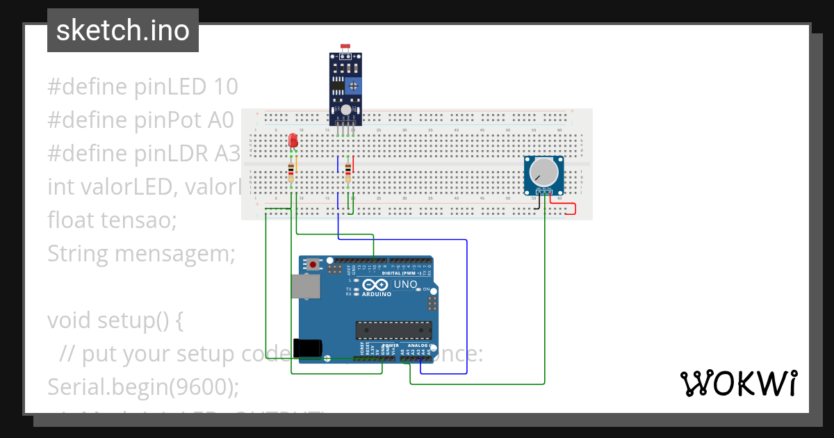 Atividade 10 - Led LDR no EXCEL - IoT - Wokwi ESP32, STM32, Arduino Simulator