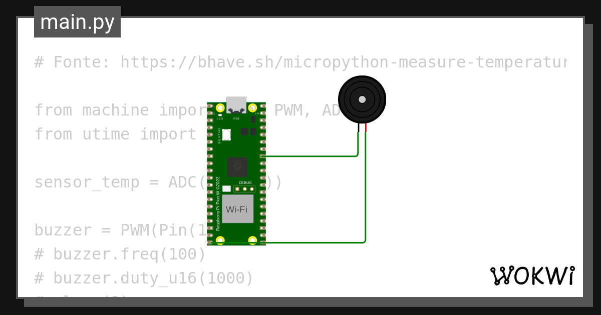 Exercício Buzzer Temp Wokwi Esp32 Stm32 Arduino Simulator 0578