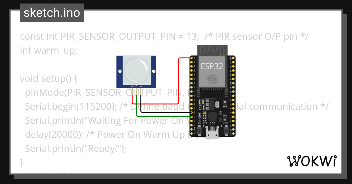 pir sensor - Wokwi ESP32, STM32, Arduino Simulator