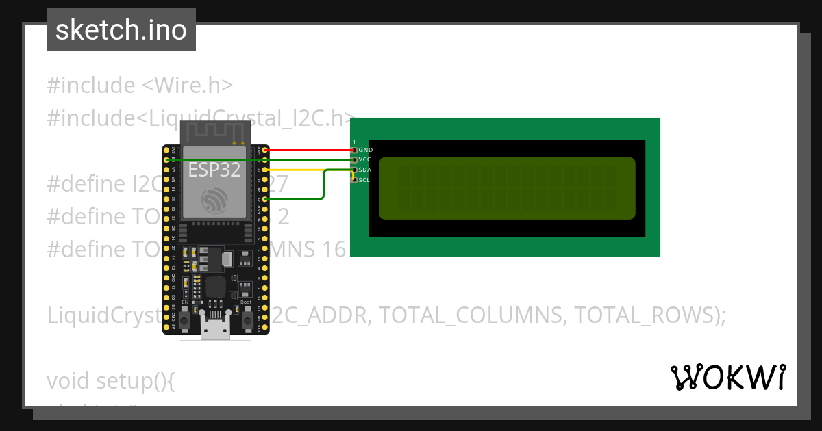 lcd with i2c - Wokwi ESP32, STM32, Arduino Simulator