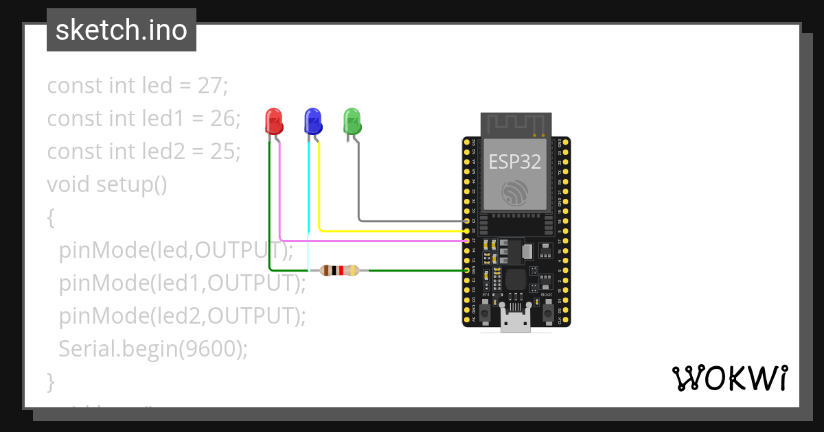 EXP 1 BLINKING OF LED - Wokwi ESP32, STM32, Arduino Simulator