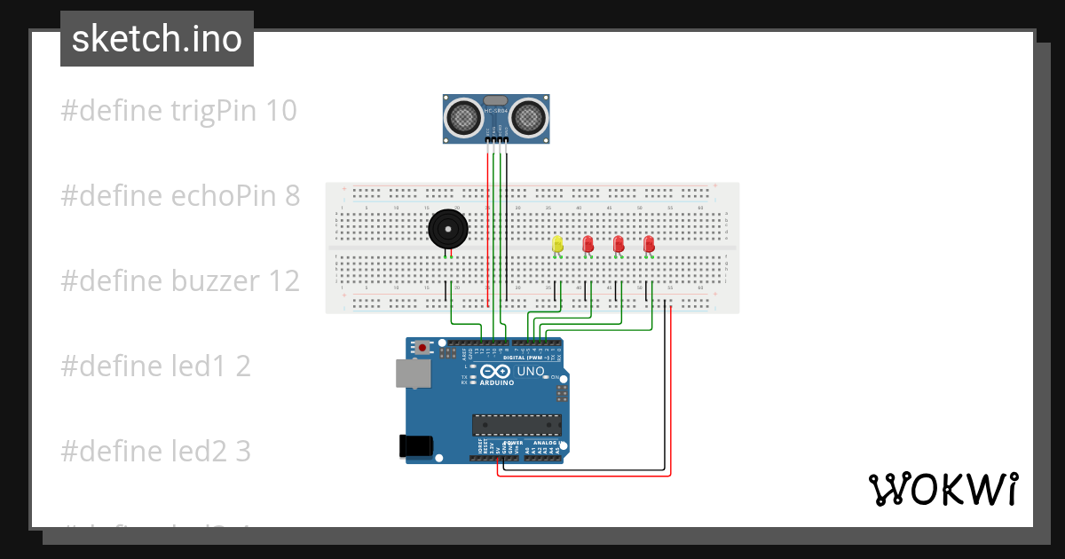 Sensor Ultrasonic With Buzzer - Wokwi ESP32, STM32, Arduino Simulator