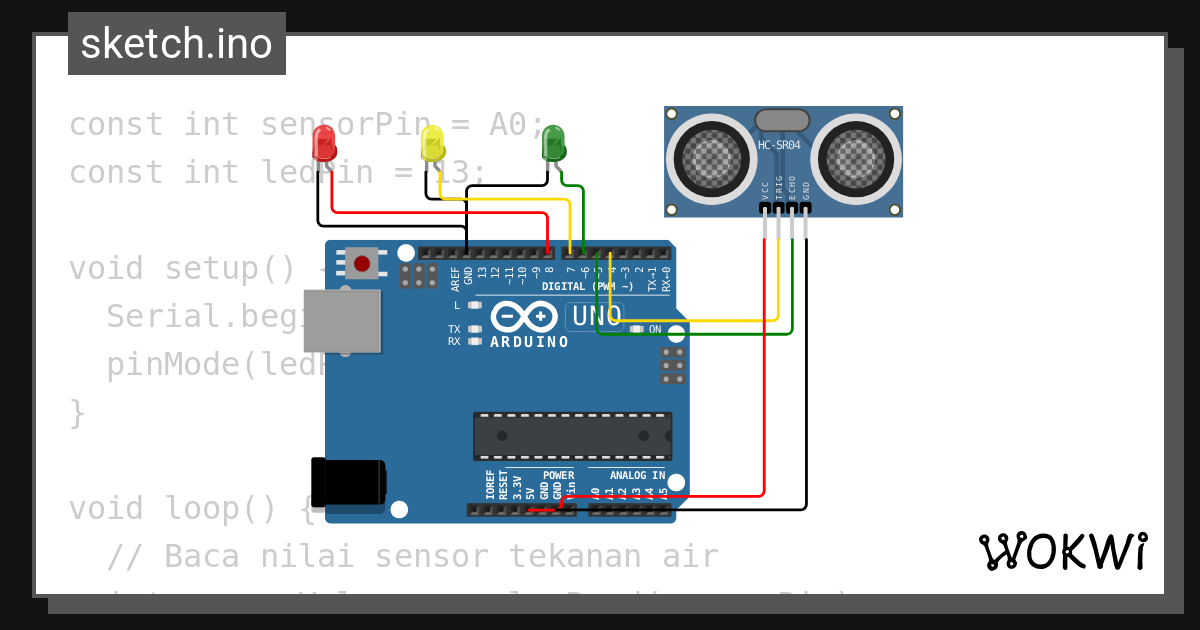 projek deteksi banjir - Wokwi ESP32, STM32, Arduino Simulator projek deteksi banjir - Wokwi ESP32, STM32, Arduino Simulator