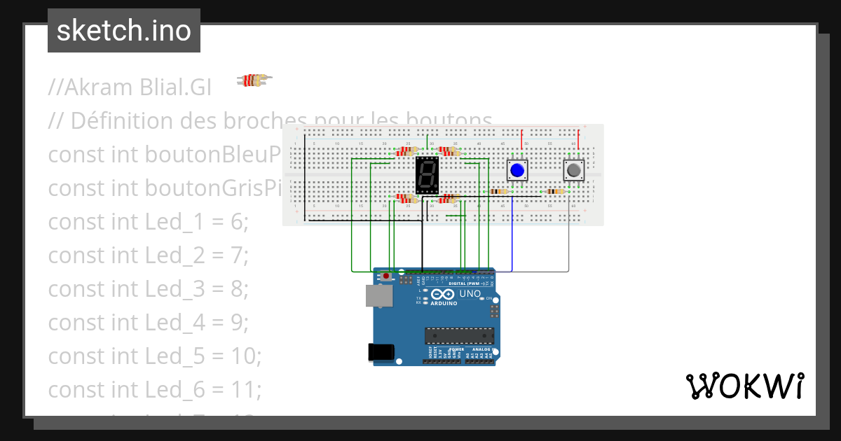 TP3 – Arduino (Partie 3)/Projet 2 : Compteur / Décompteur - Wokwi ESP32, STM32, Arduino Simulator