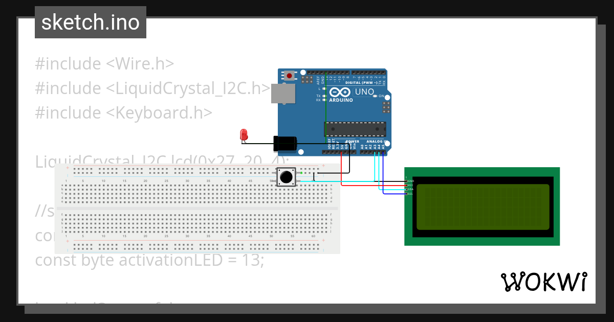 LCD 12C 4x20 - Wokwi ESP32, STM32, Arduino Simulator