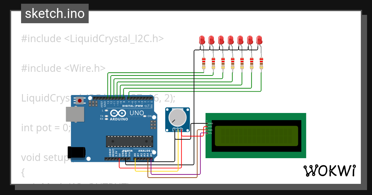 Serial de 7 leds - Wokwi ESP32, STM32, Arduino Simulator