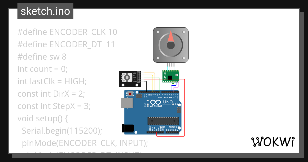 Rotary encoder 2 ex1 Copy - Wokwi ESP32, STM32, Arduino Simulator
