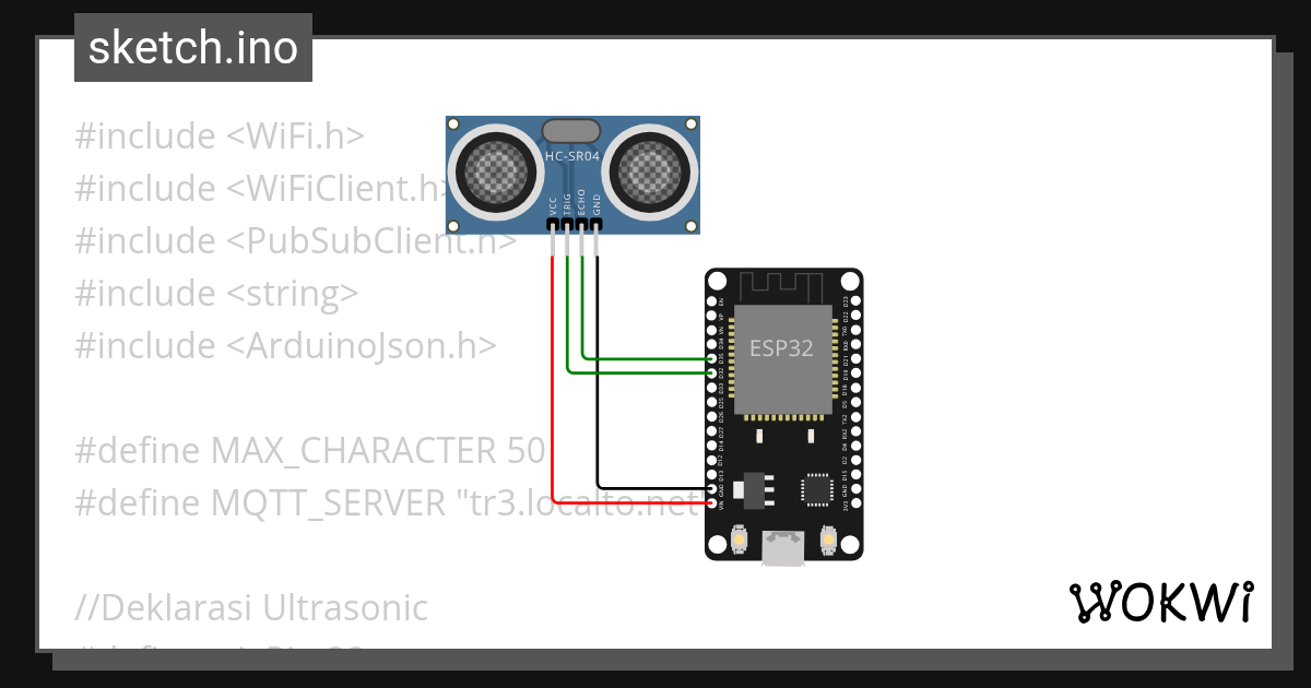 MQTT jarak - Wokwi ESP32, STM32, Arduino Simulator