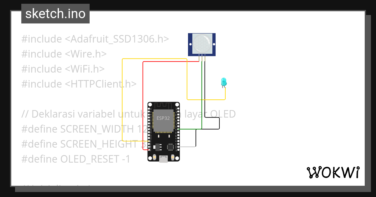 Tugas IoT Adila Mawadda Meuraxa_PIR (motion sensor) ESP32 - Wokwi ESP32, STM32, Arduino Simulator