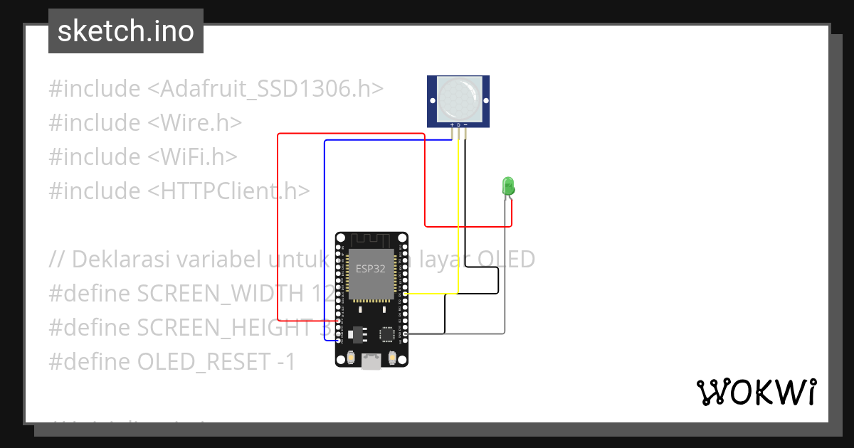Tugas IoT Adila Mawadda Meuraxa_PIR (motion sensor) ESP32 - Wokwi ESP32, STM32, Arduino Simulator
