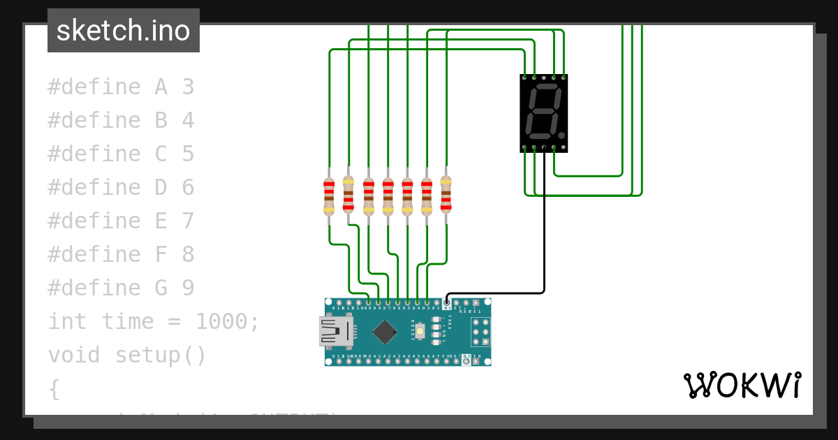 7 и сегментный инд Задание№1 Wokwi Esp32 Stm32 Arduino Simulator 