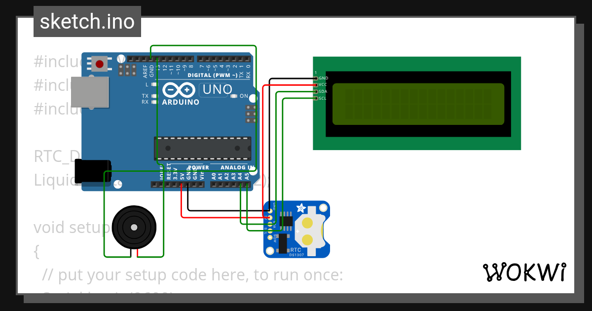 RTC with LCD - Wokwi ESP32, STM32, Arduino Simulator