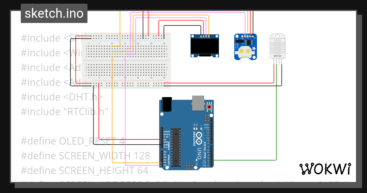 DHT_SSD1306 - Wokwi ESP32, STM32, Arduino Simulator