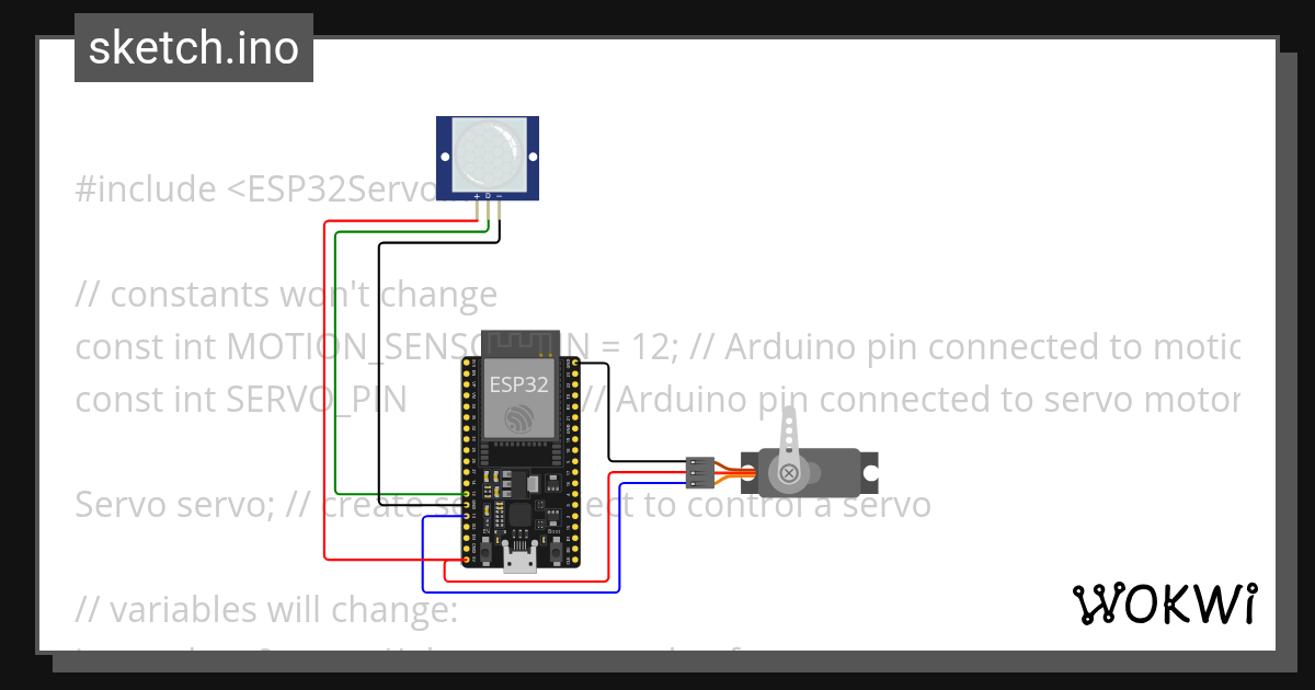 PIR&Servomotor - Wokwi ESP32, STM32, Arduino Simulator