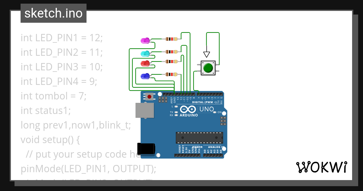 projek 2 led menyala bergantian kelap kelip Copy - Wokwi ESP32, STM32, Arduino Simulator