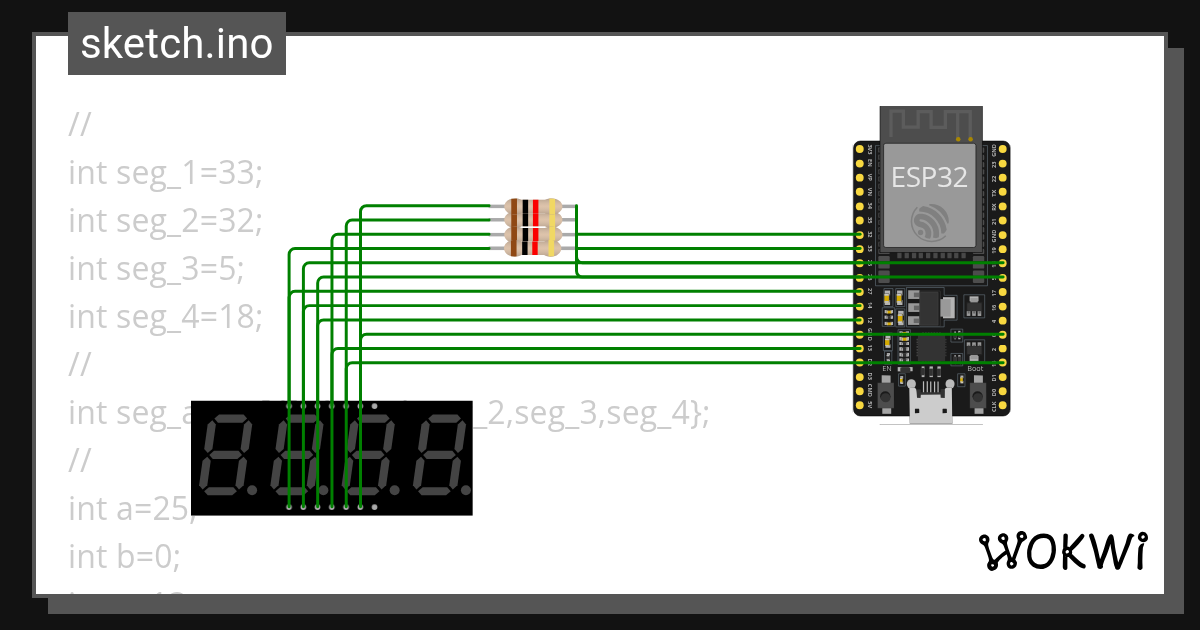 四位数码管 Wokwi Esp32 Stm32 Arduino Simulator 6822
