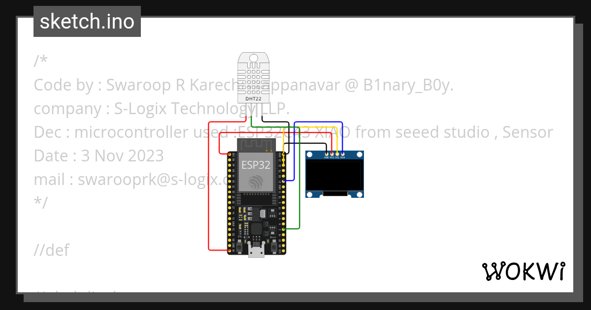 dht22 oled esp32 - Wokwi ESP32, STM32, Arduino Simulator