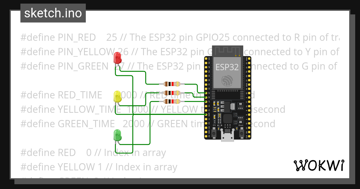 Traffic Light - ESP32 - Wokwi ESP32, STM32, Arduino Simulator