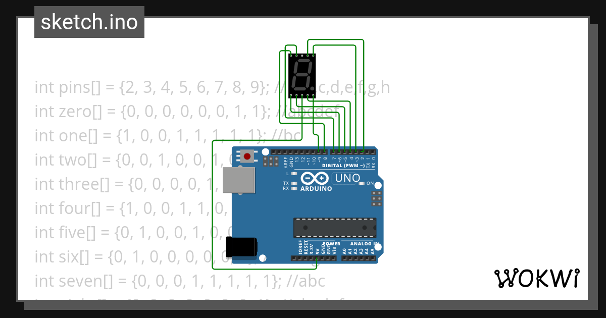 7seg 0-9 - Wokwi ESP32, STM32, Arduino Simulator